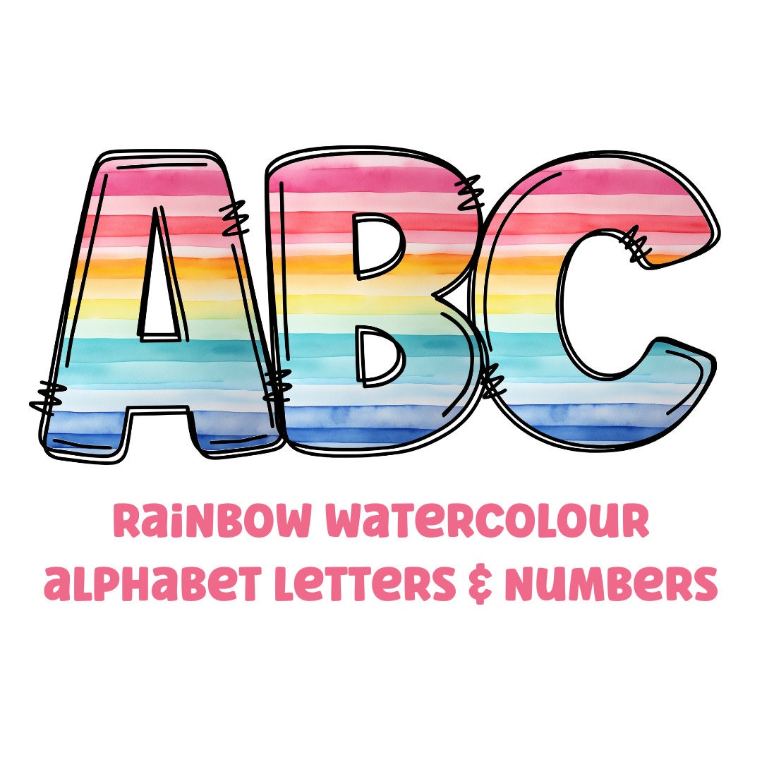 Rainbow Watercolor Alphabet Png Clipart Letters 300dpi Transparent Png ...