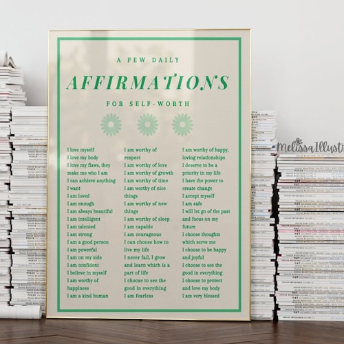Retro Wall Art Mid Century Modern Daily Affirmations Self - Etsy