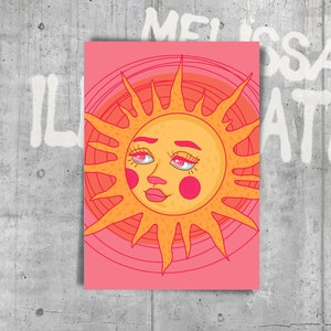 Retro Sun Wall Art, Digital Poster, Vintage Home Decor, 90's Inspired ...