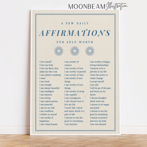 Self Love Affirmations Wall Art Print Positive Quote Print - Etsy