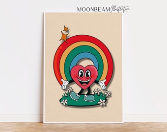 Retro Poster 70's Wall Art Room Decor Vintage Smiley | Etsy