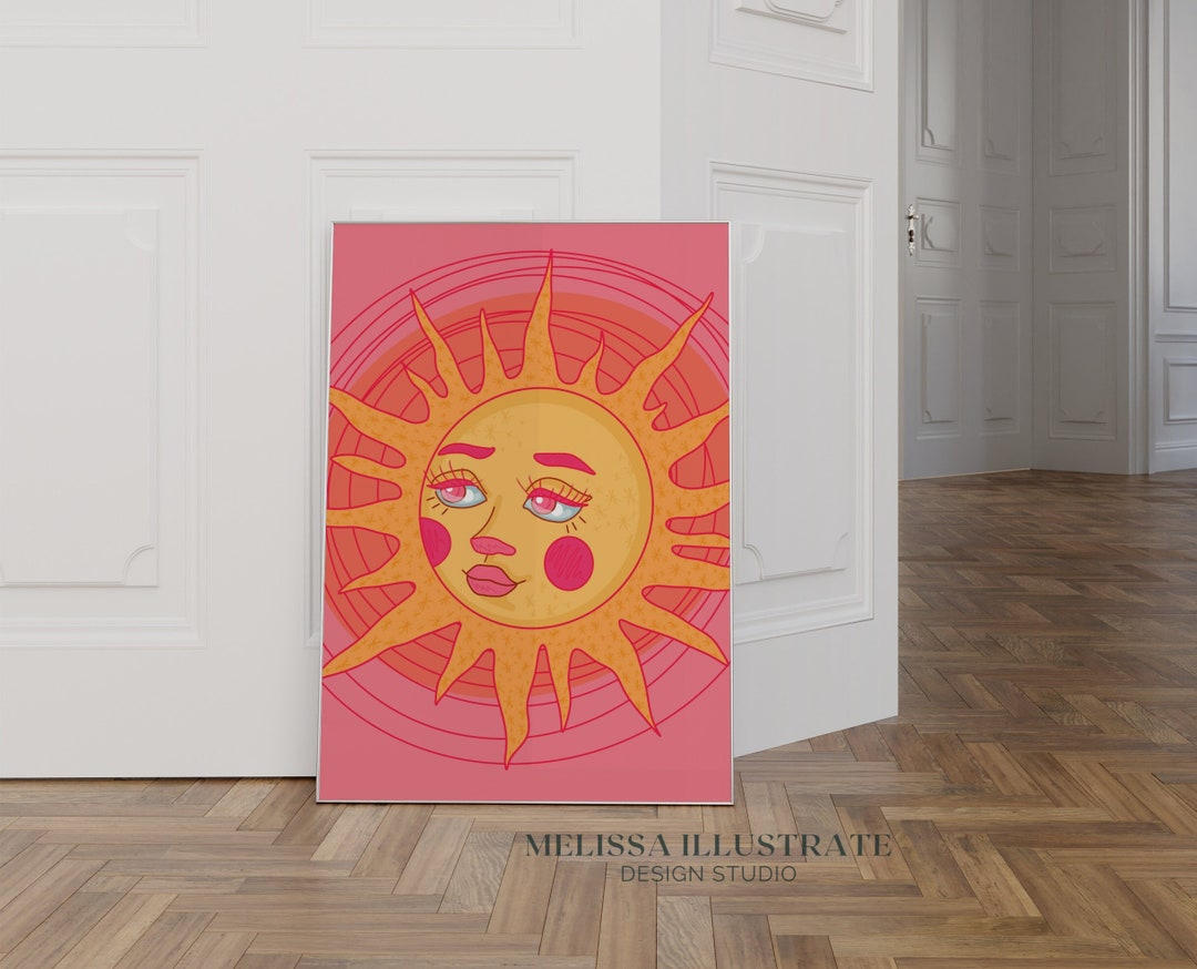 Retro Sun Wall Art Digital Poster Vintage Home Decor - Etsy