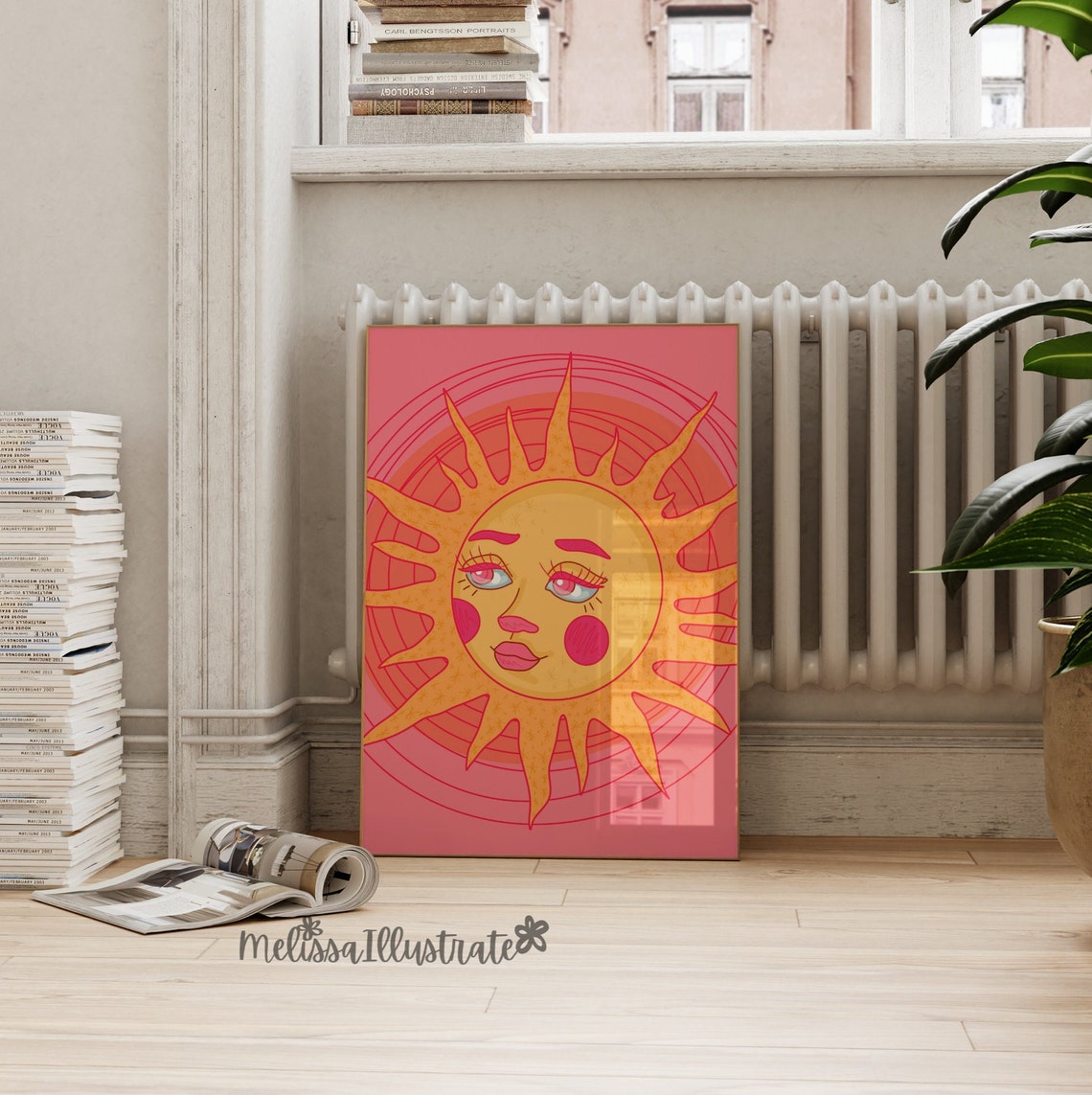 Retro Sun Wall Art Digital Poster Vintage Home Decor - Etsy