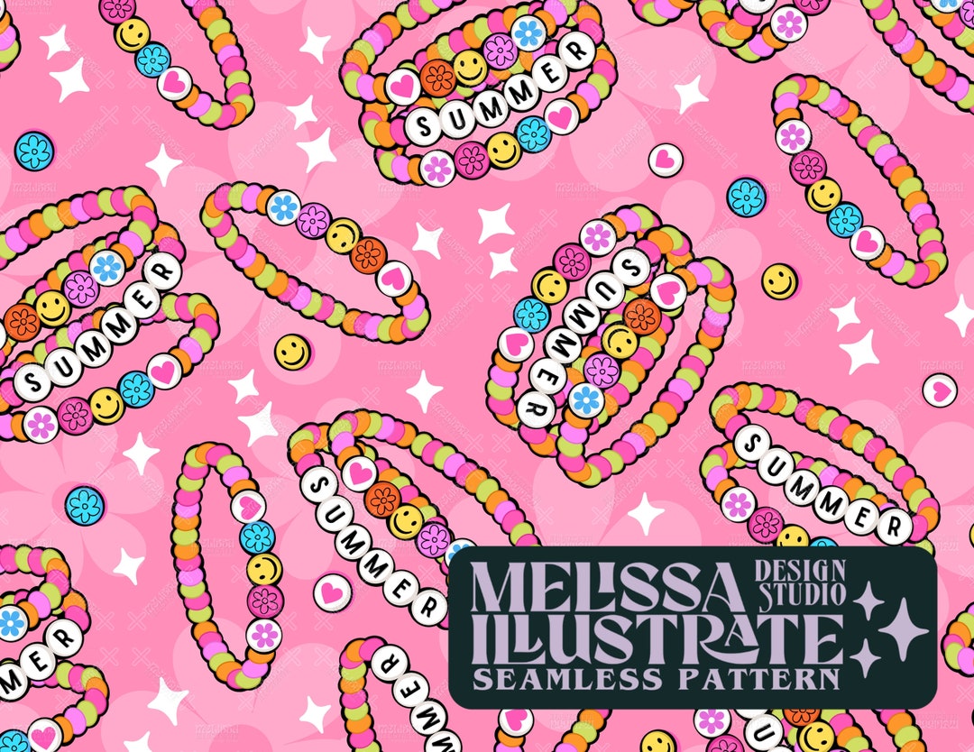 Friendship Bracelet Summer Seamless Pattern, Summer Repeat Pattern ...