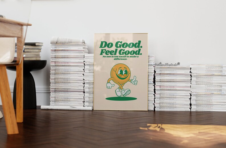 Retro Poster 70's Wall Art Room Decor Vintage Smiley - Etsy