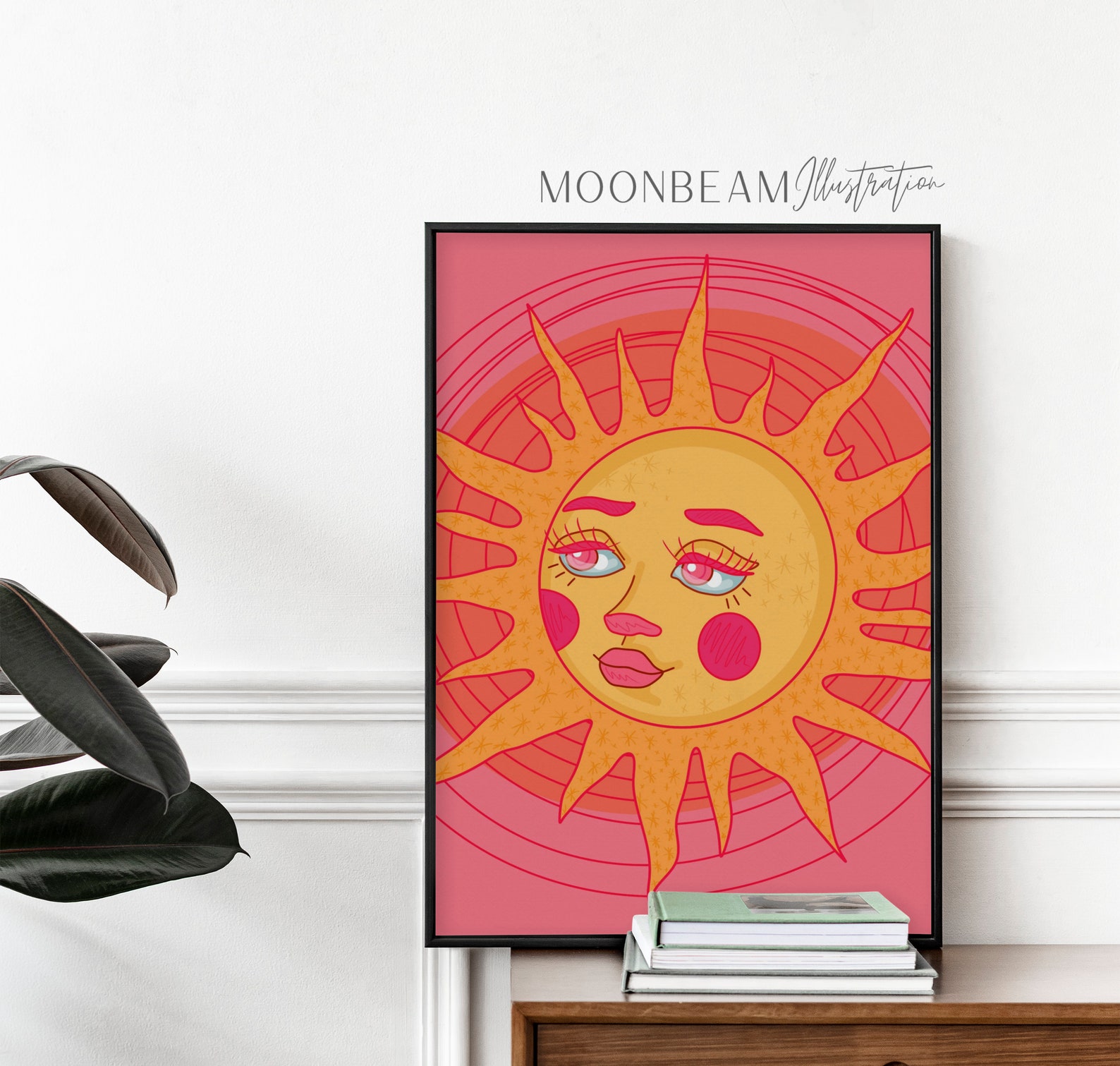 Retro Sun Wall Art Digital Poster Vintage Home Decor | Etsy