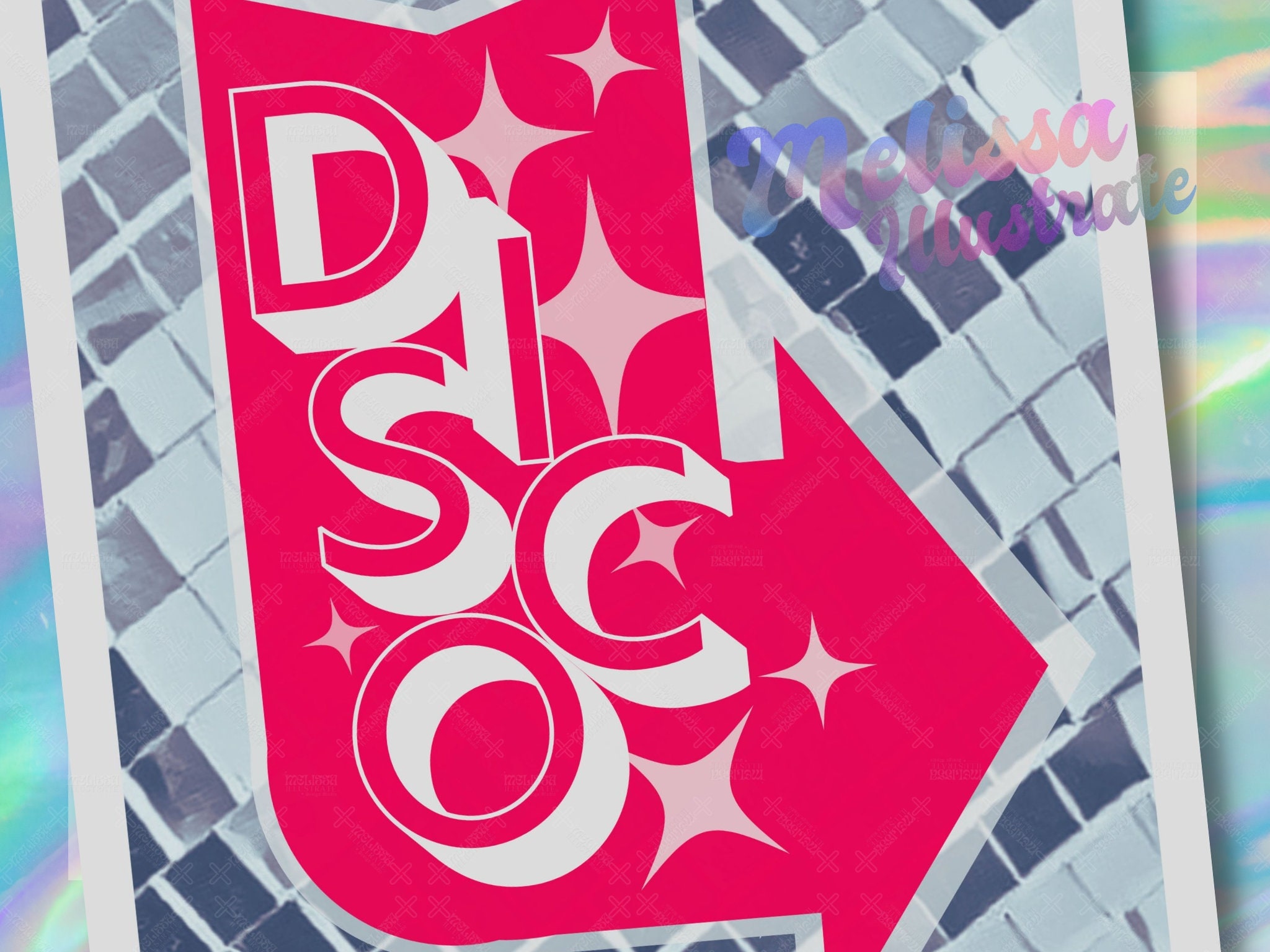 Disco Sign Print Retro Mirror Ball Disco Sign Wall Decor - Etsy