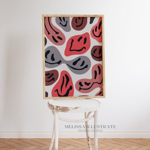 Smiley Face 70's Wall Print Retro Decor Drip Groovy - Etsy