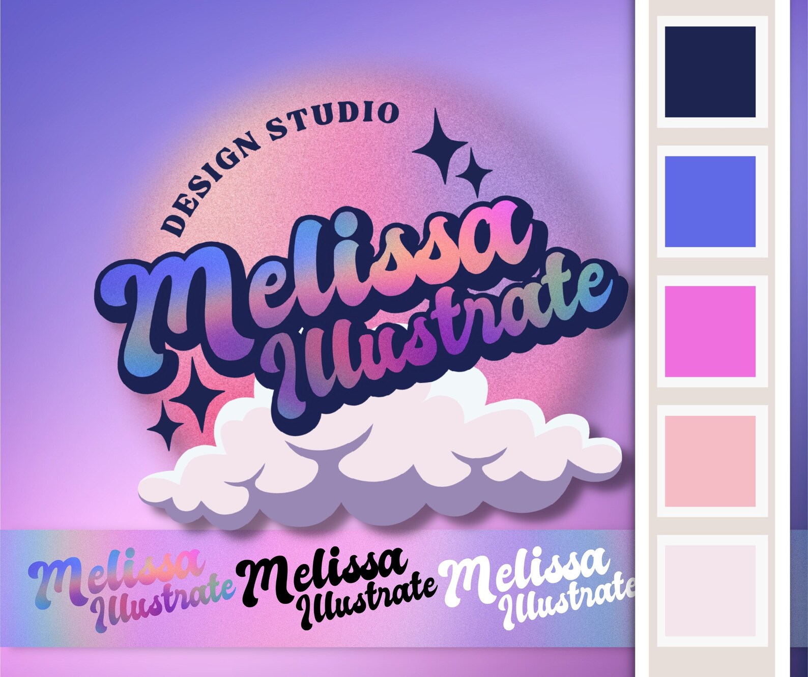 Retro Cloud Logo Branding Single Logo Ethereal Colorful - Etsy