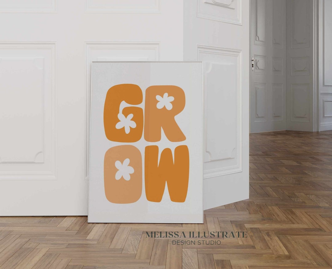 Kids Wall Art Retro Floral Poster grow Nursery - Etsy