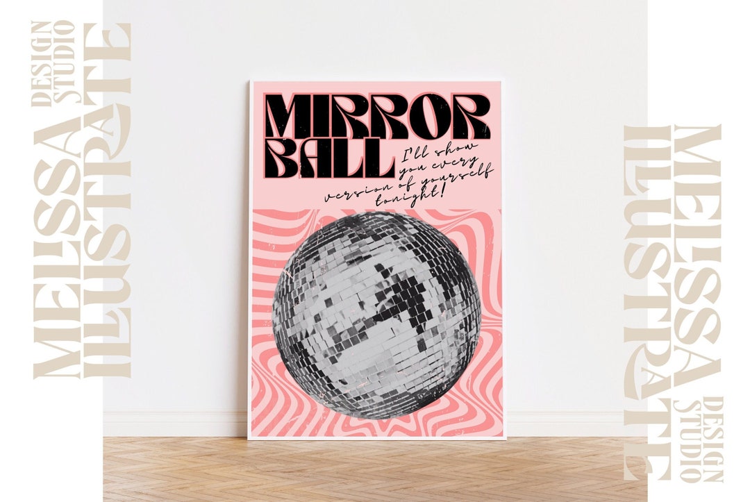 Taylor Mirrorball Poster, Folklore Disco Ball Print, Retro Funky Mirror ...