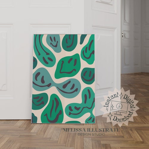 Retro Poster 70's Wall Art Room Decor Vintage Smiley - Etsy