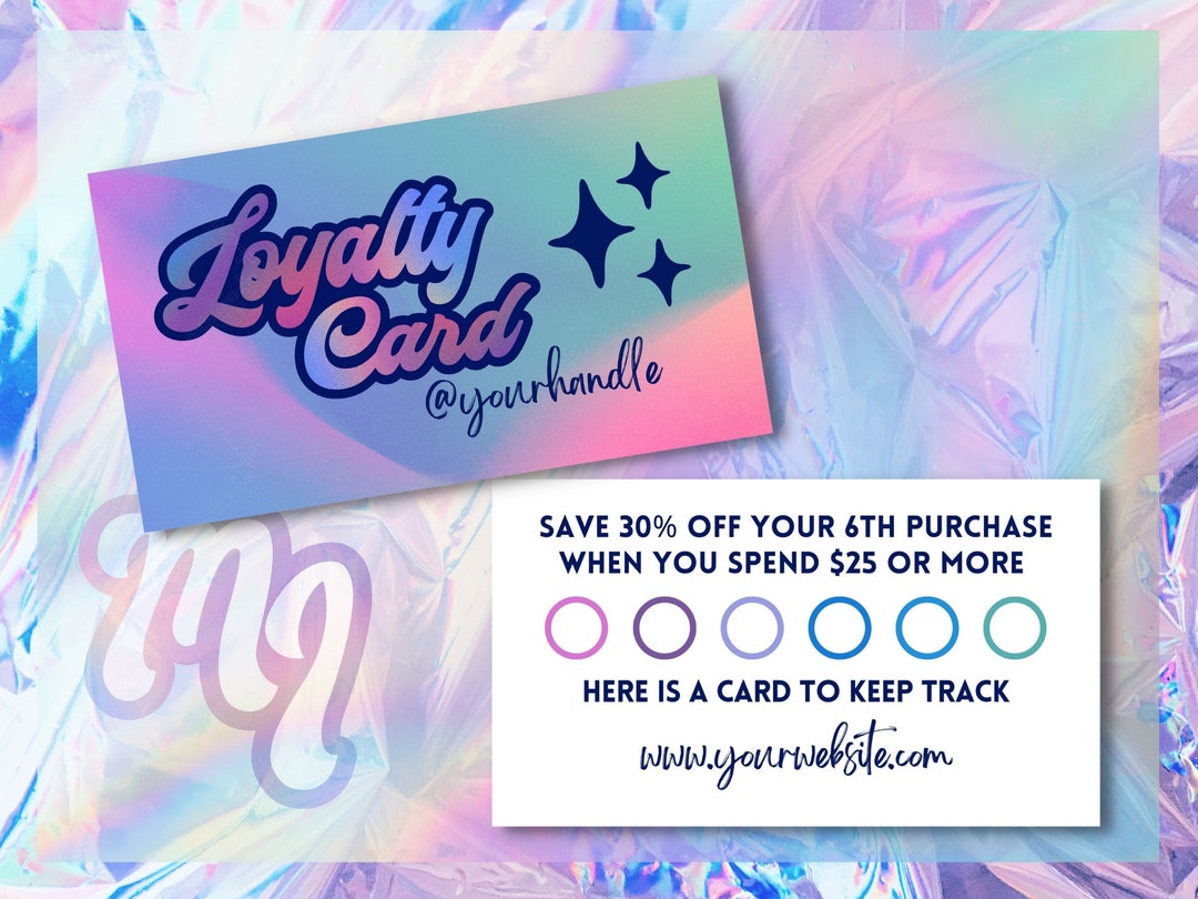 Loyalty Card, Editable Canva Template, Ethereal, Retro Customizable ...