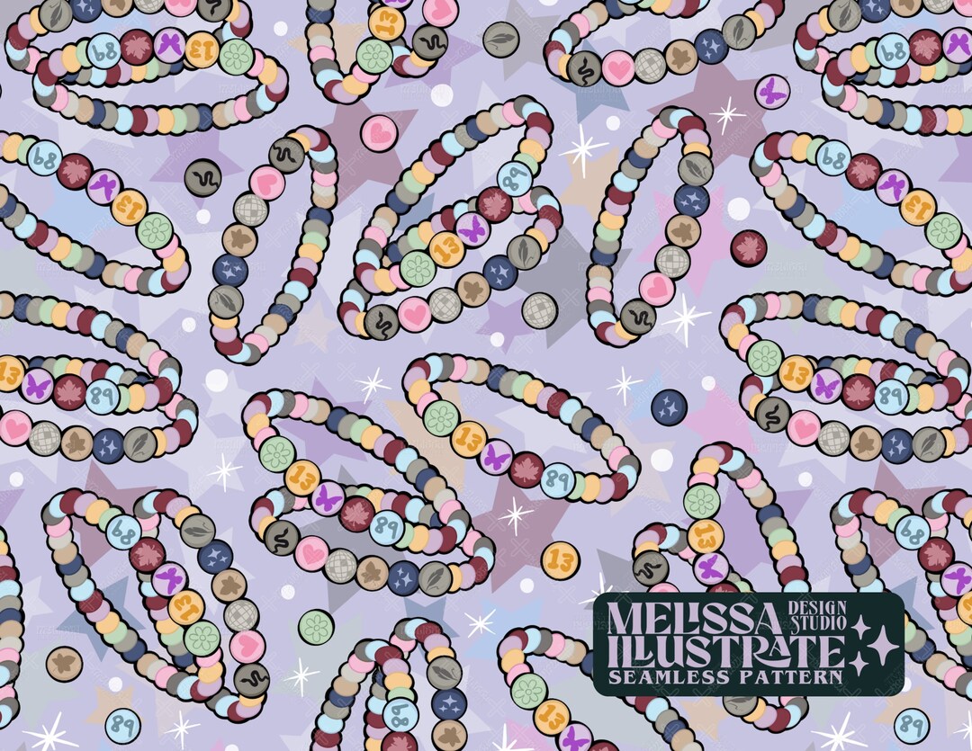 Eras Seamless Bracelet Pattern, Taylor Inspired Repeat Pattern, Swiftie ...