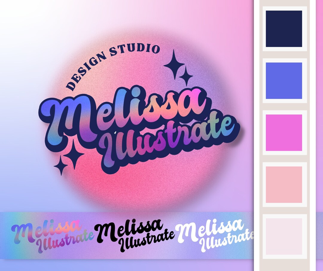 Retro Gradient Logo Branding, Single Logo, Ethereal, Colorful Logo ...