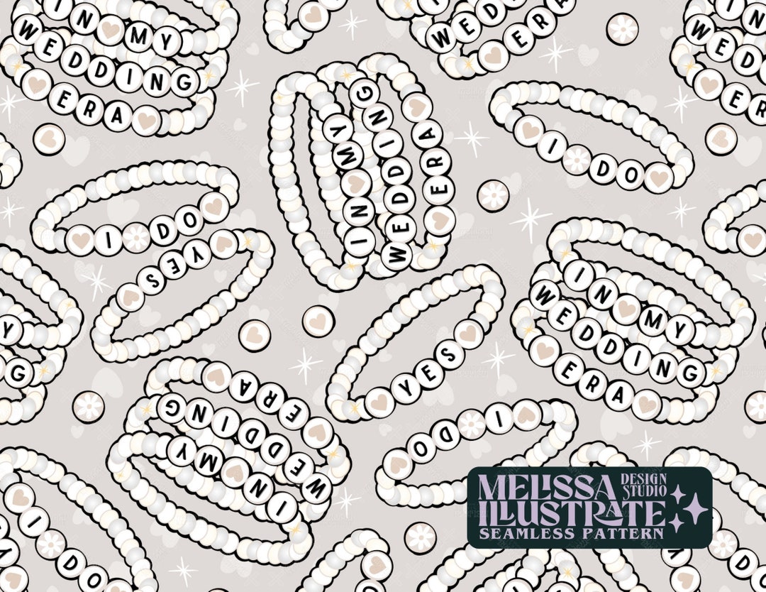 In My Wedding Era Friendship Bracelet Seamless Pattern, Wedding Era ...