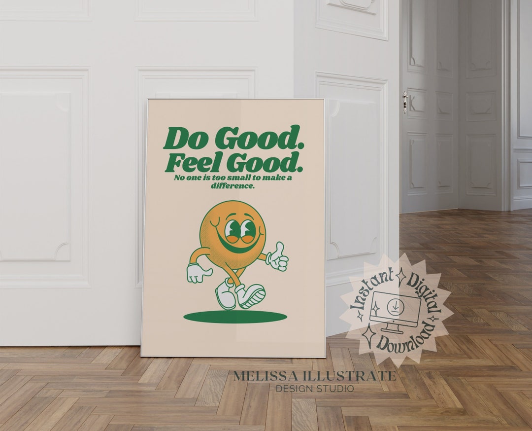 Retro Poster 70's Wall Art Room Decor Vintage Smiley - Etsy