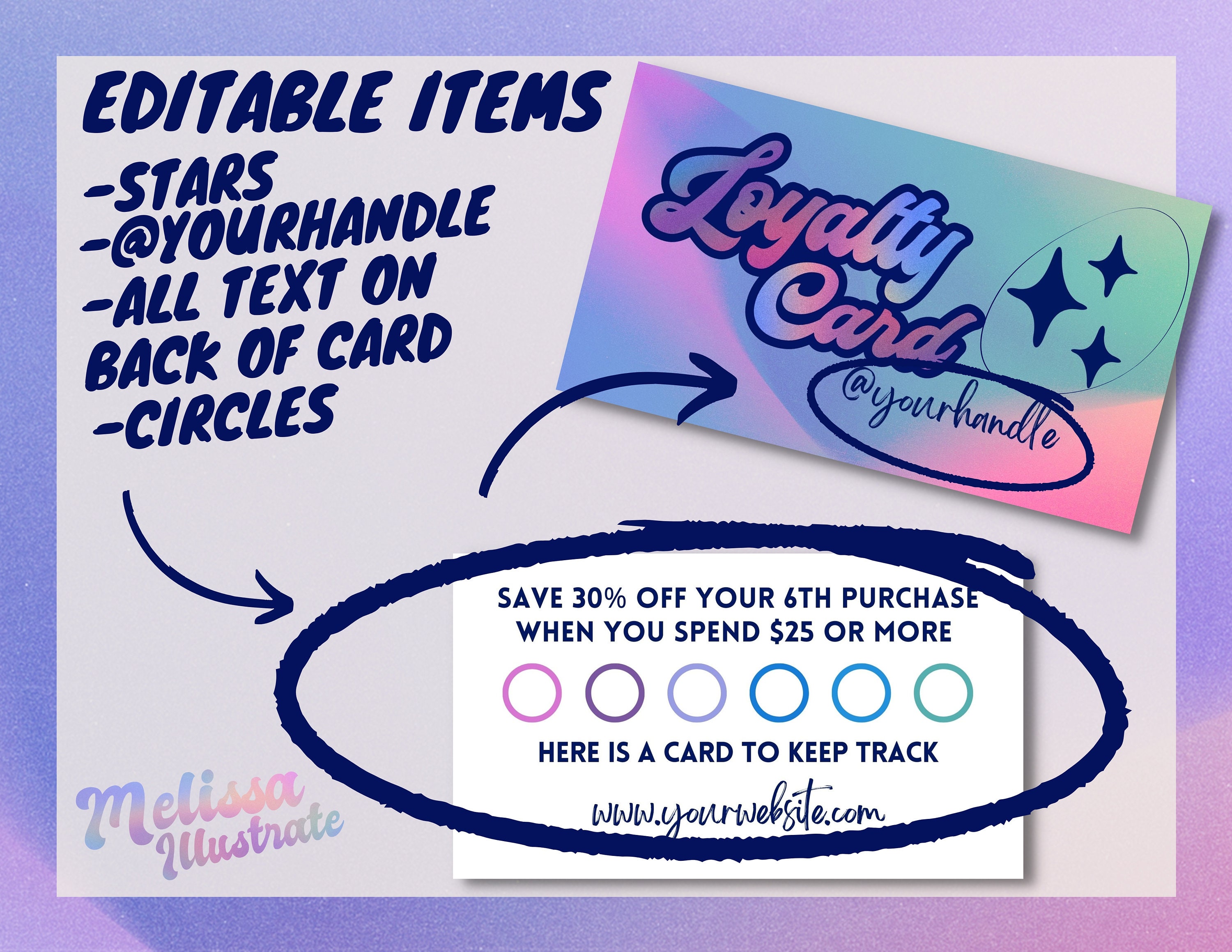 Loyalty Card Editable Canva Template Ethereal Retro - Etsy
