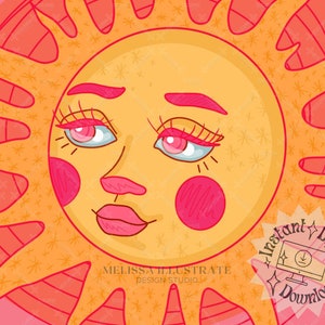 Retro Sun Wall Art, Digital Poster, Vintage Home Decor, 90's Inspired ...