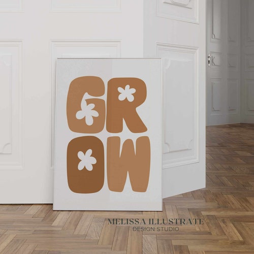 Kids Wall Art Retro Floral Poster grow Nursery - Etsy