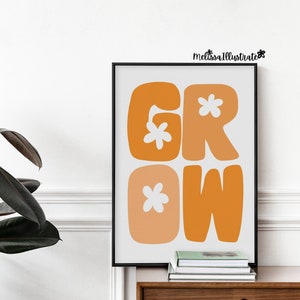 Kids Wall Art Retro Floral Poster grow Nursery - Etsy