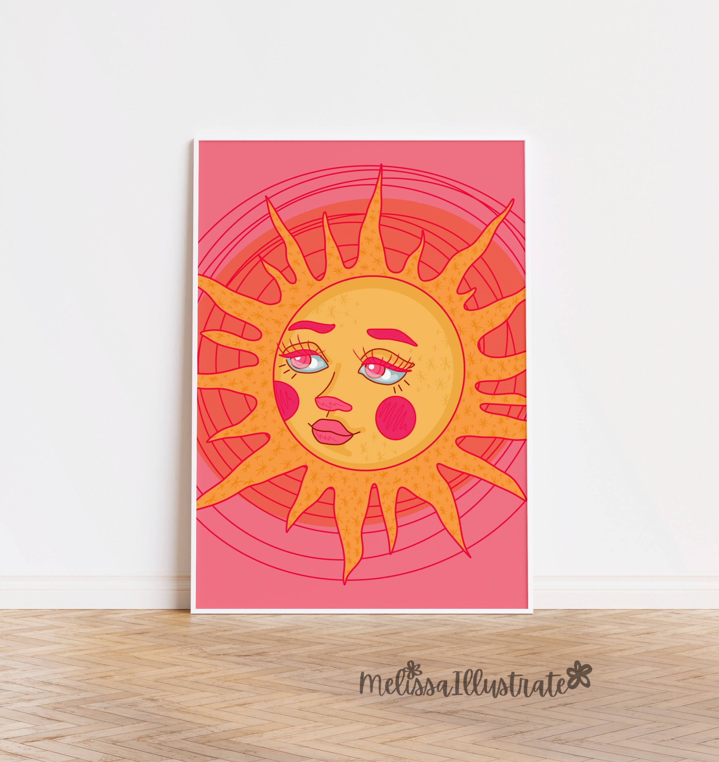 Retro Sun Wall Art Digital Poster Vintage Home Decor - Etsy
