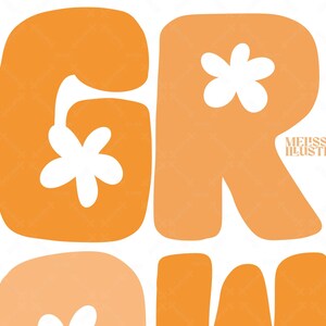 Kids Wall Art, Retro Floral Poster, grow Nursery Decor, Digital ...