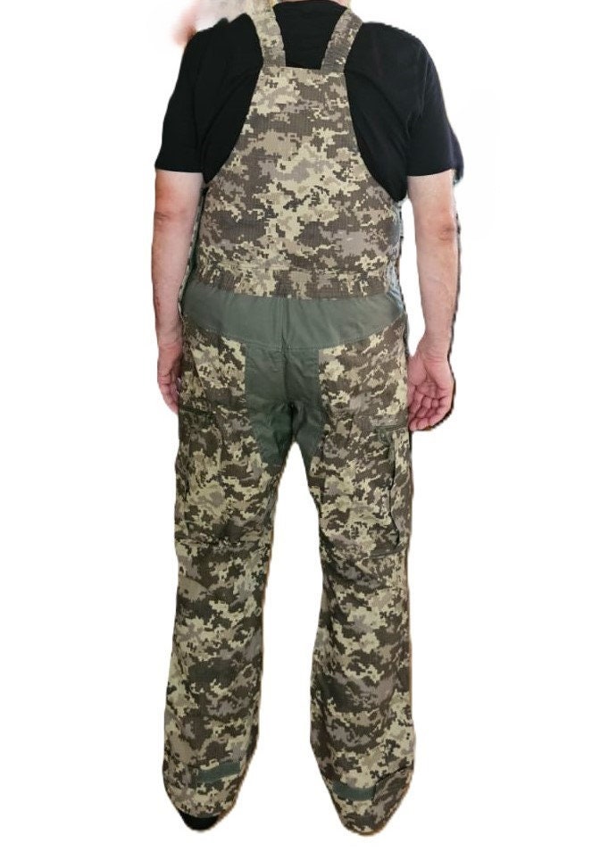 Technical Suit With Bib Overalls Pixel Petrol Oil Repellent Fabric - Etsy