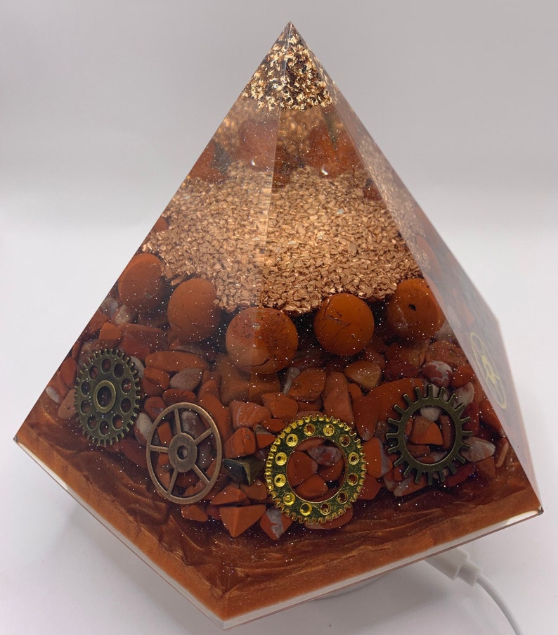 Golden Ratio 6 Sided Steampunk Red Jasper Orgone Generator Pyramid - Etsy
