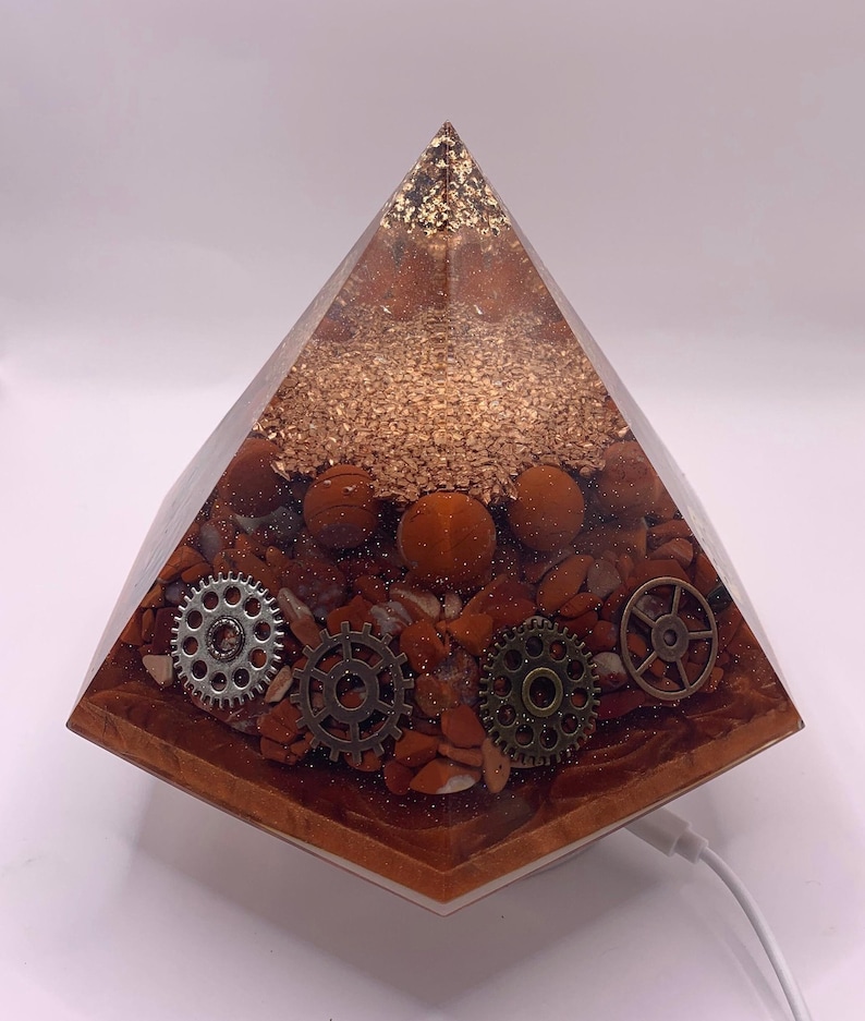 Golden Ratio 6 Sided Steampunk Red Jasper Orgone Generator Pyramid - Etsy