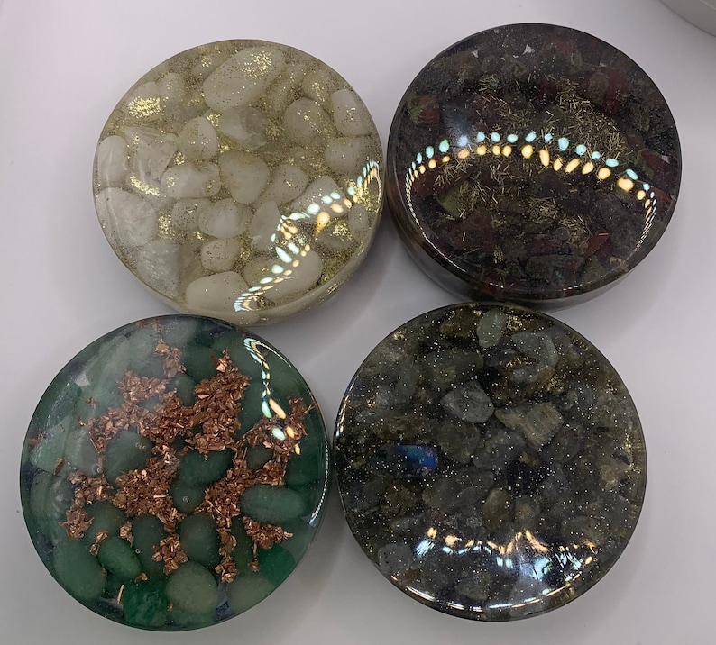 Set of Four Tower Busters Orgone Generators, Dragons Blood, Snow Quartz ...