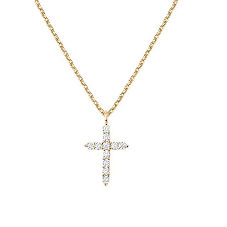 14k Gold Diamond Cross, Diamond Cross Necklace, Cross Necklace, Dainty ...