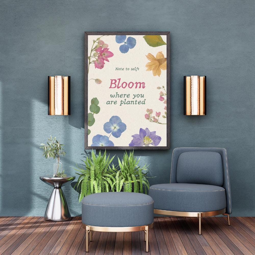 Bloom Where Planted Printable | Botanical Wall Art | Inspirational ...