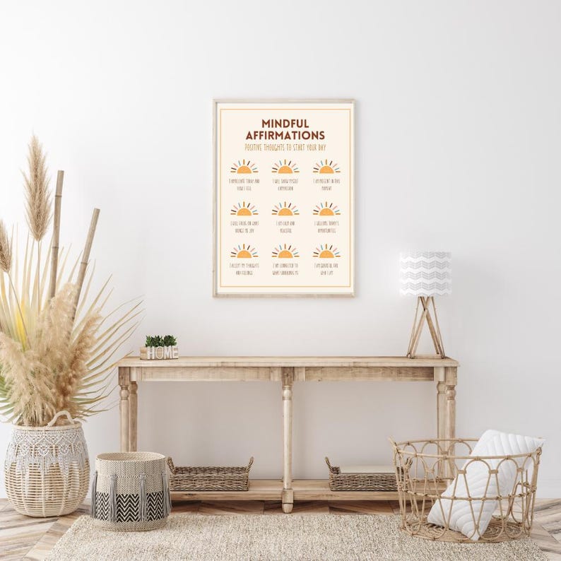 Mindful Affirmations Printable | Positive Thoughts Wall Art ...