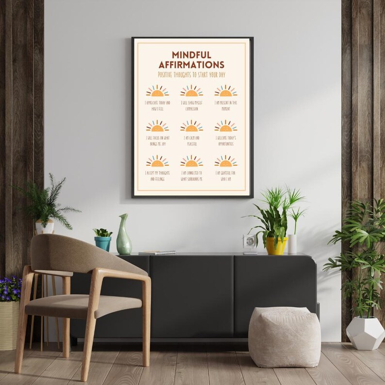 Mindful Affirmations Printable | Positive Thoughts Wall Art ...