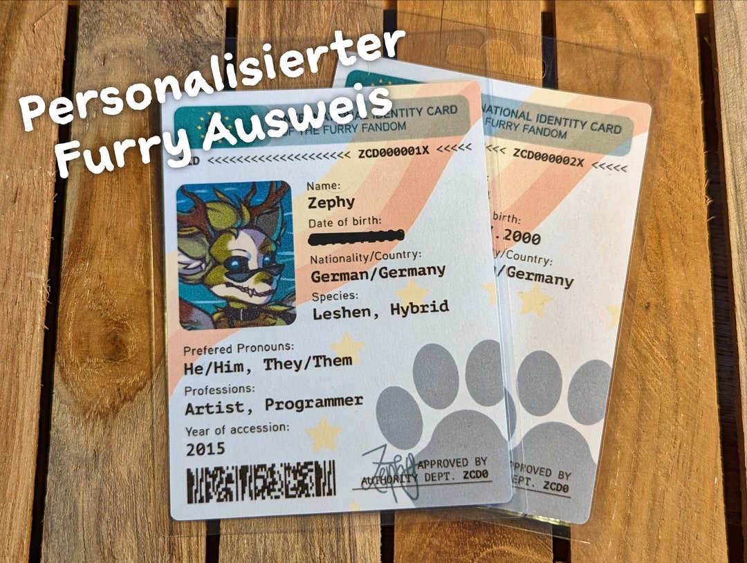 Personalized Furry Fandom ID Card / Business Card for Your - Etsy