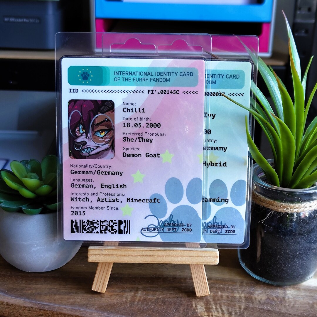Personalized Furry Fandom ID Card Laminated, With Optional NFC Tag and ...