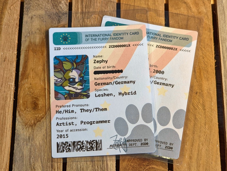 Personalized Furry Fandom ID Card Laminated With Optional - Etsy