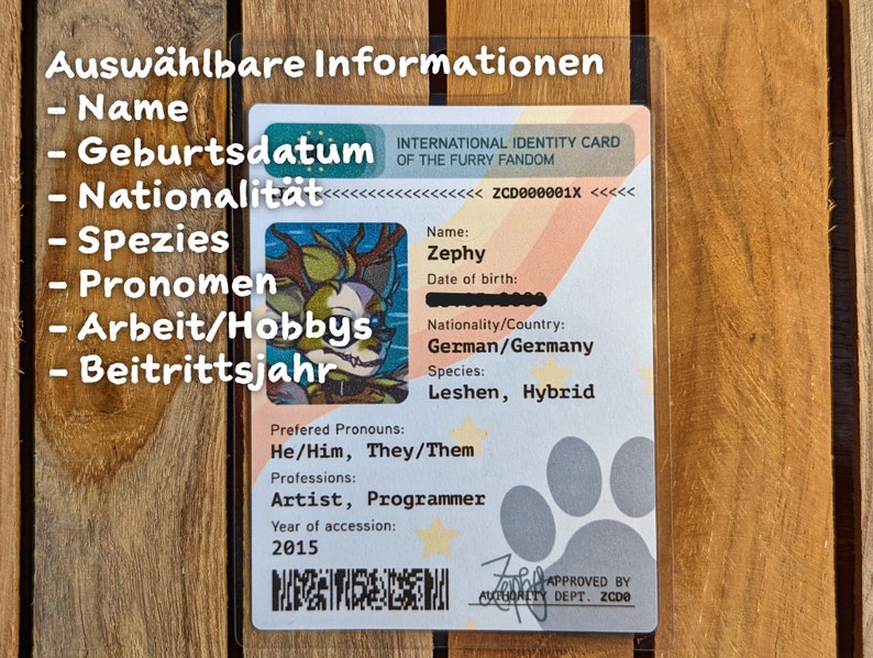 Personalized Furry Fandom ID Card / Business Card for Your - Etsy
