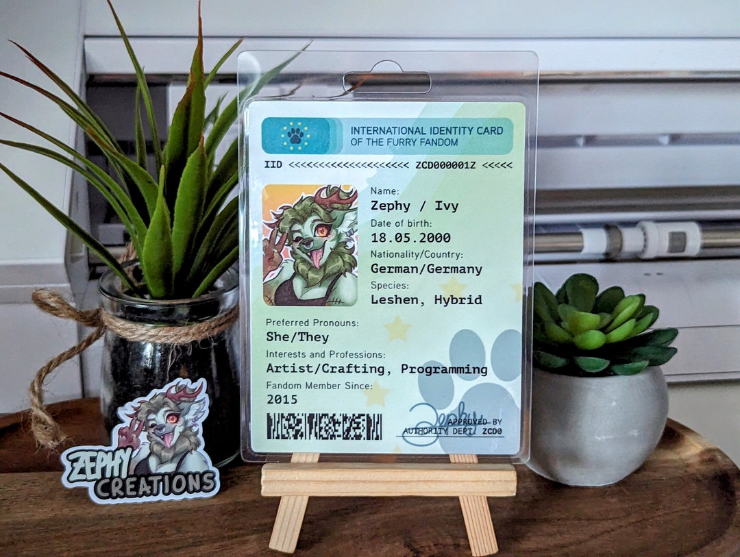 Personalized Furry Fandom ID Card Laminated, With Optional NFC Tag and ...