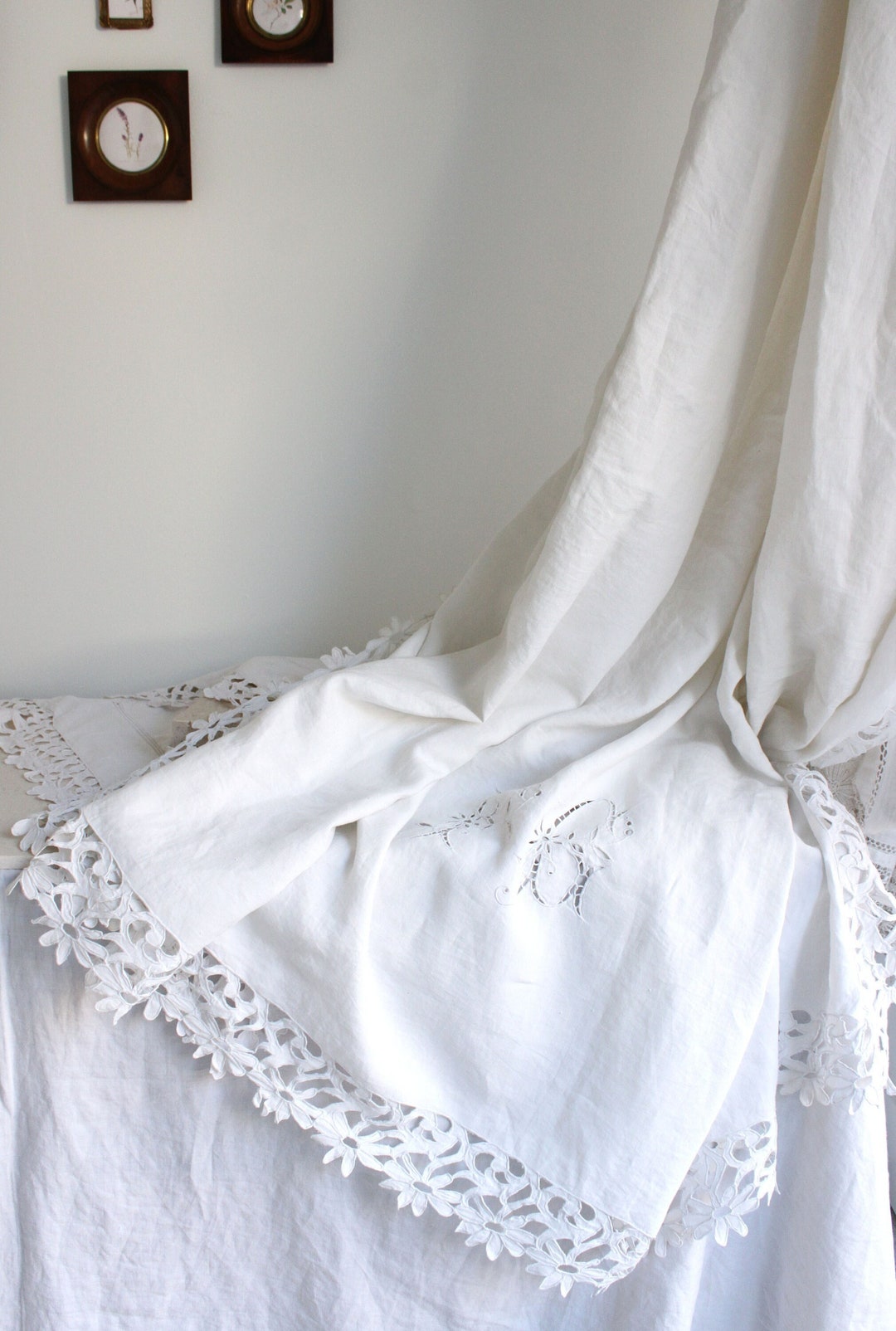 Sublime French Antique Fil De Lin Trousseau Sheet Pure Floppy Linen ...