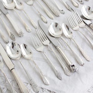 Mixed Silver Plated Cutlery Set Vintage Curated Art Deco Pattern ...