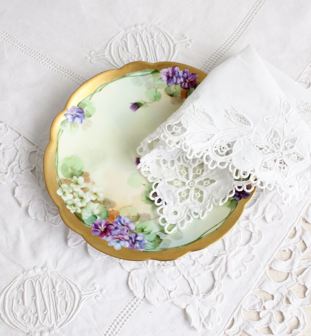 Pickard Cabinet Plate Hand Painted Violets and Gilt Trim Signed Hand ...