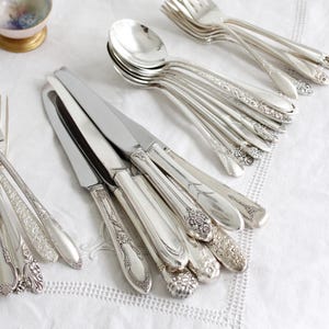 Mixed Silver Plated Cutlery Set Vintage Curated Art Deco Pattern ...