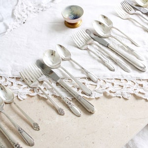 Mixed Silver Plated Cutlery Set Vintage Curated Art Deco Pattern ...