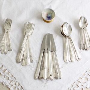 Mixed Silver Plated Cutlery Set Vintage Curated Art Deco Pattern ...