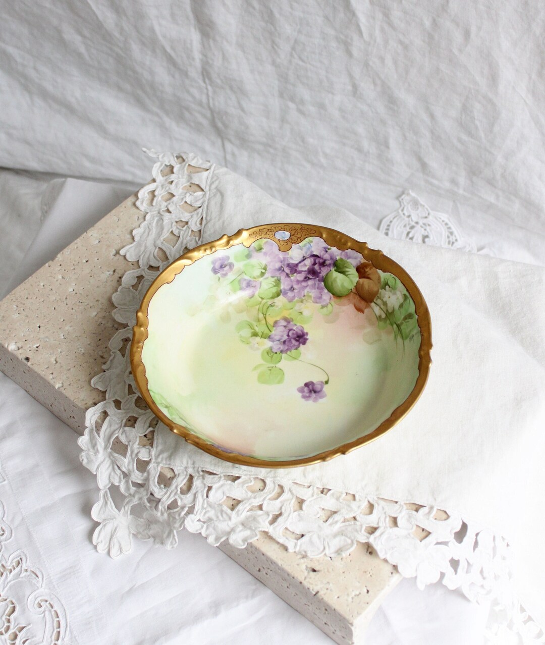 Antique Pickard JP Limoges Hand Painted Serving Bowl Signed H Reury ...