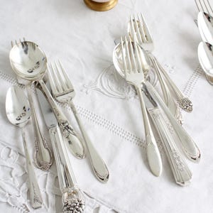 Mixed Silver Plated Cutlery Set Vintage Curated Art Deco Pattern ...