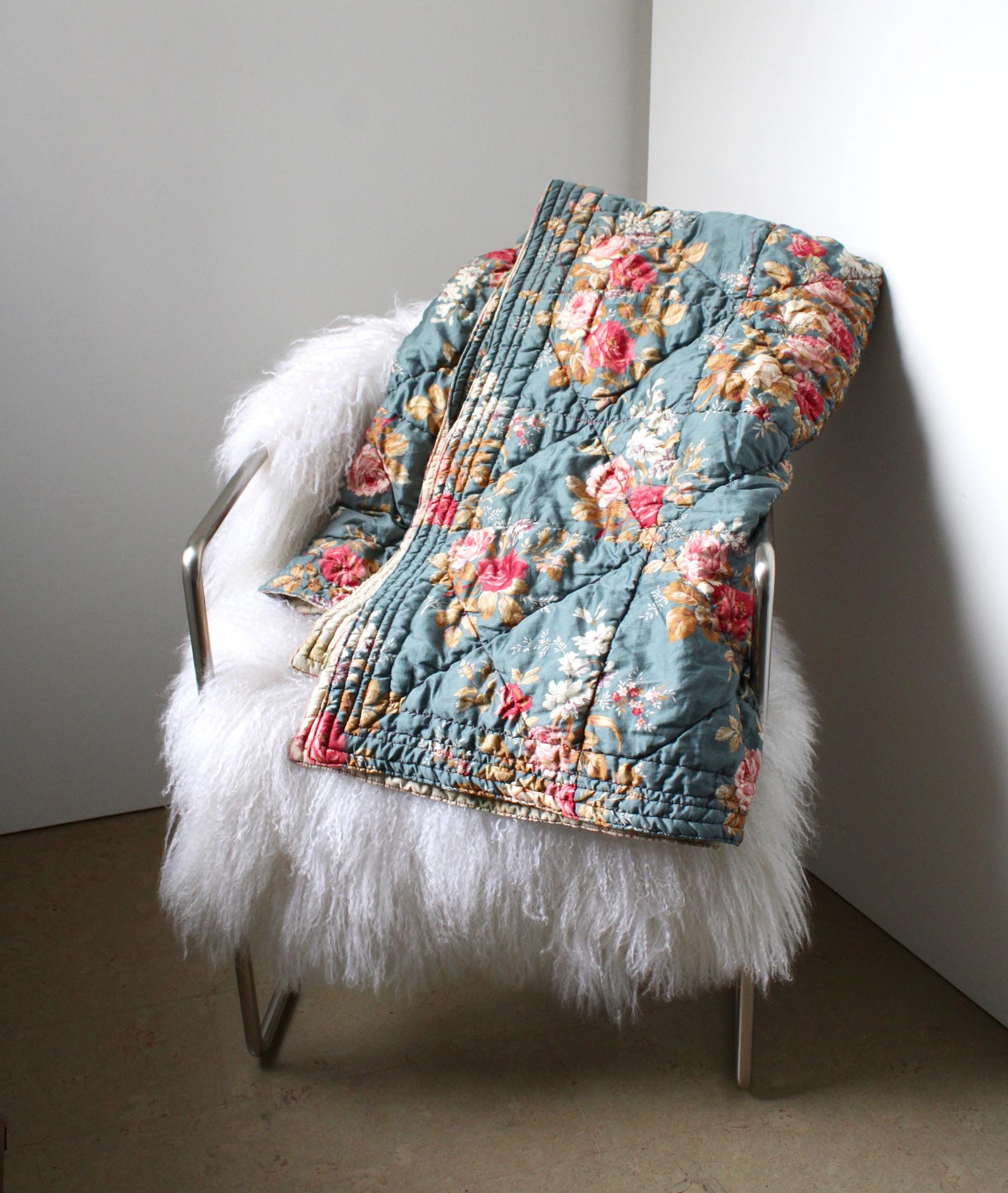 Boutis Style Quilt Cabbage Roses Shabby Chic French Provincial - Etsy