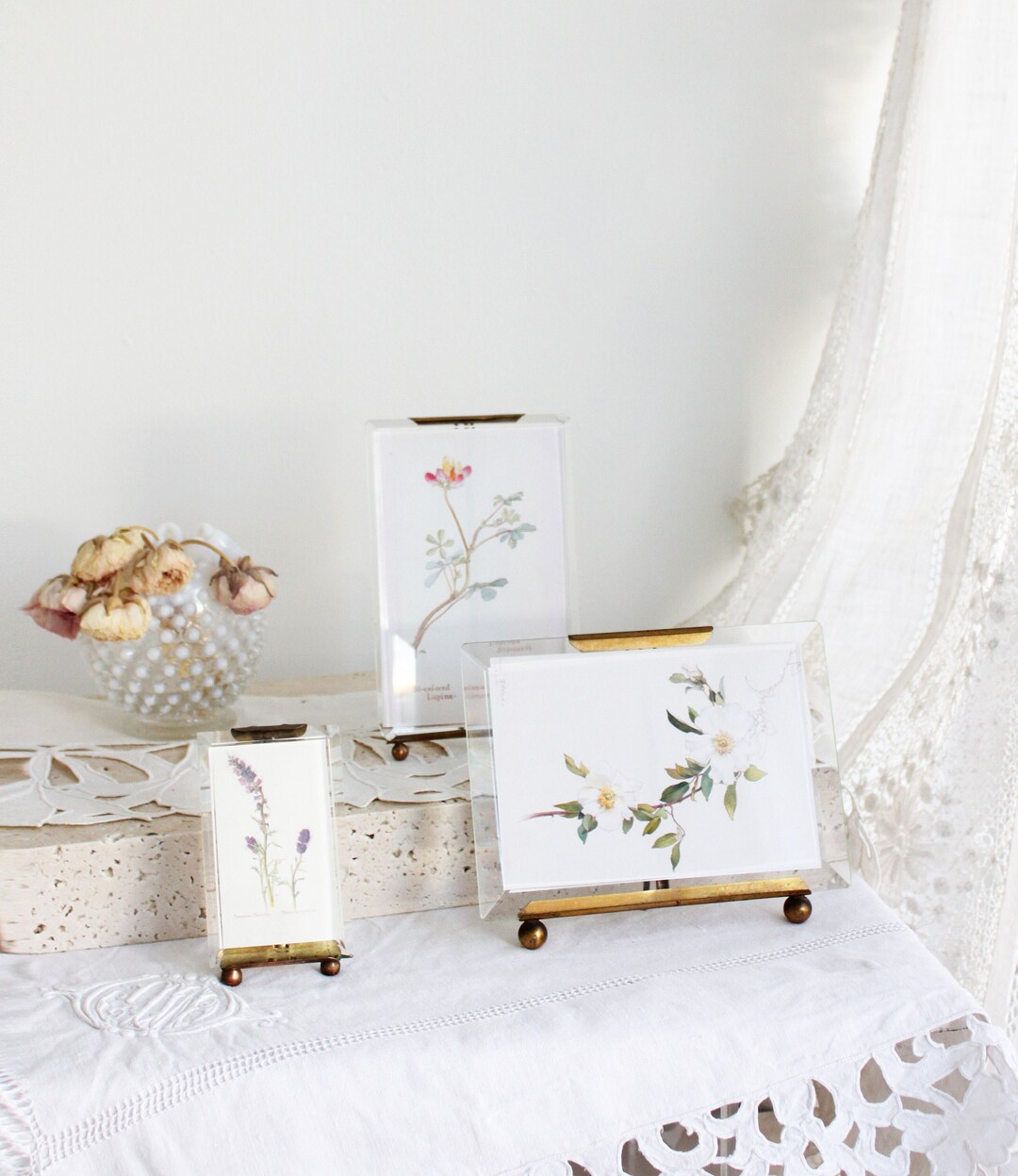 Antique French Picture Frame Beveled Glass With Brass Frame and Easel ...